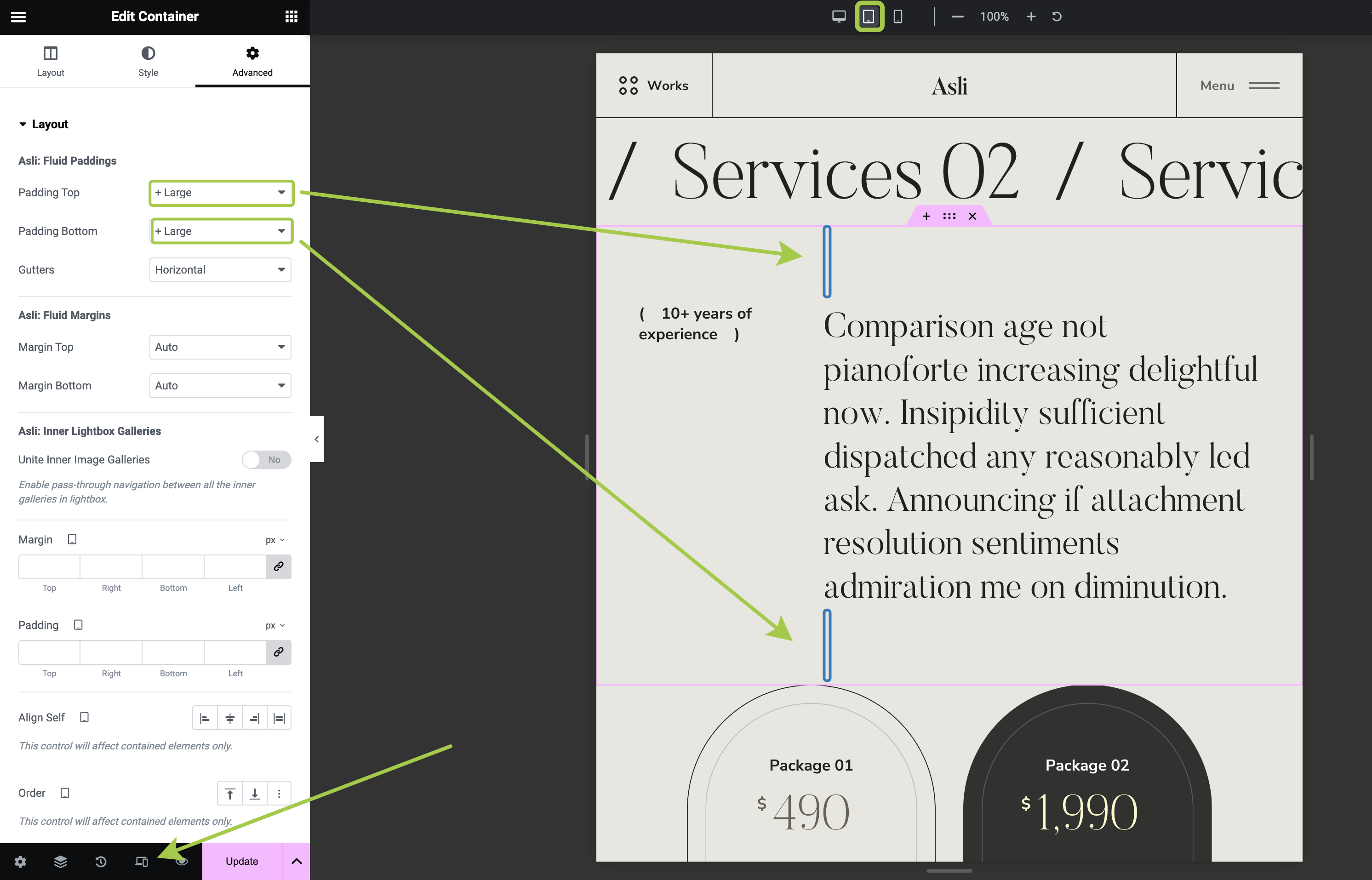 Using Fluid Spacing Presets | Asli
